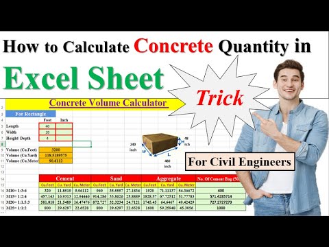 Calculate Quantity of Concrete in Excel Sheet || Estimation Excel Sheet ...