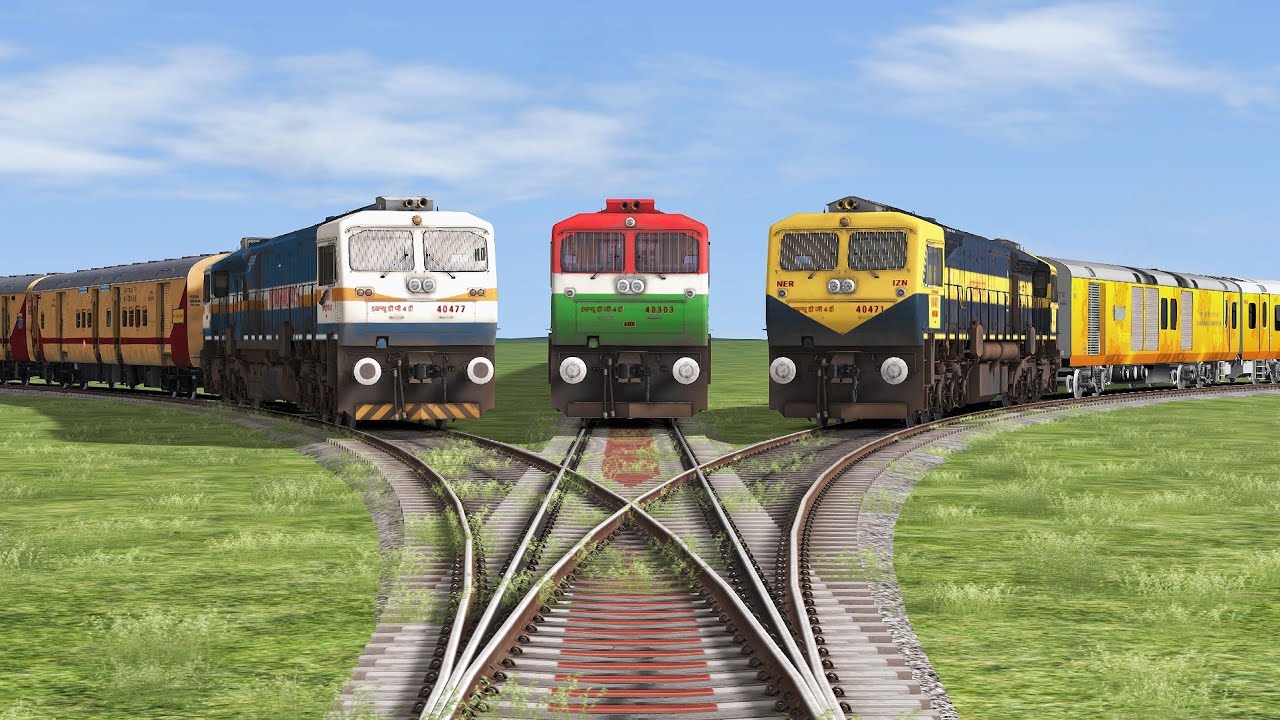 Three Diesel Trains Crossing each other at Same Track #2 | Forked ...