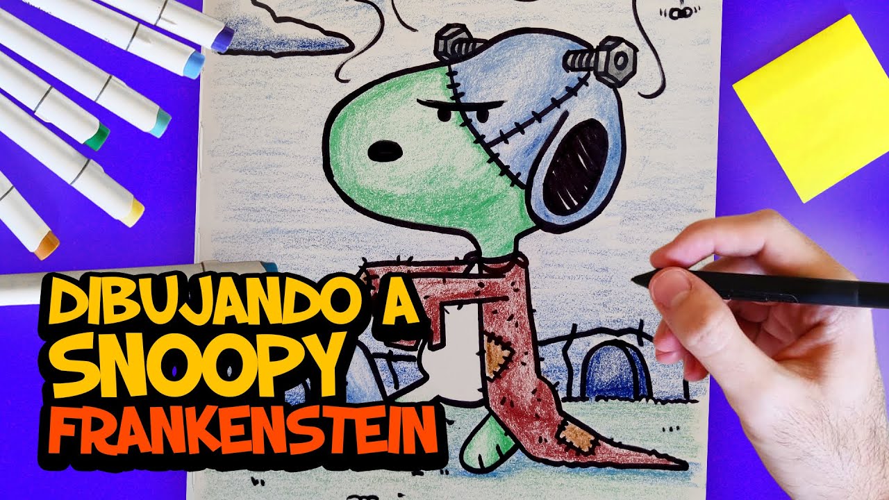 Cómo dibujar y pintar a Snoopy Frankenstein | Arte y Dibujo para Niños ...