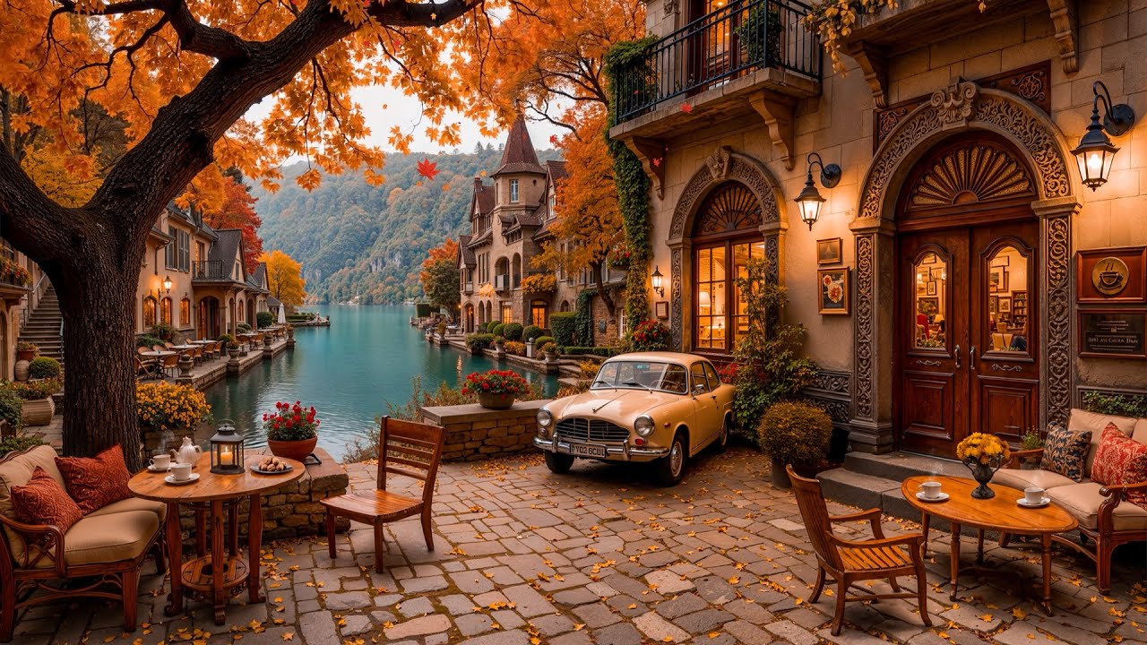 Happy October Jazz Music at Cozy Coffee Shop Ambience 🍂 Relaxing Autumn ...