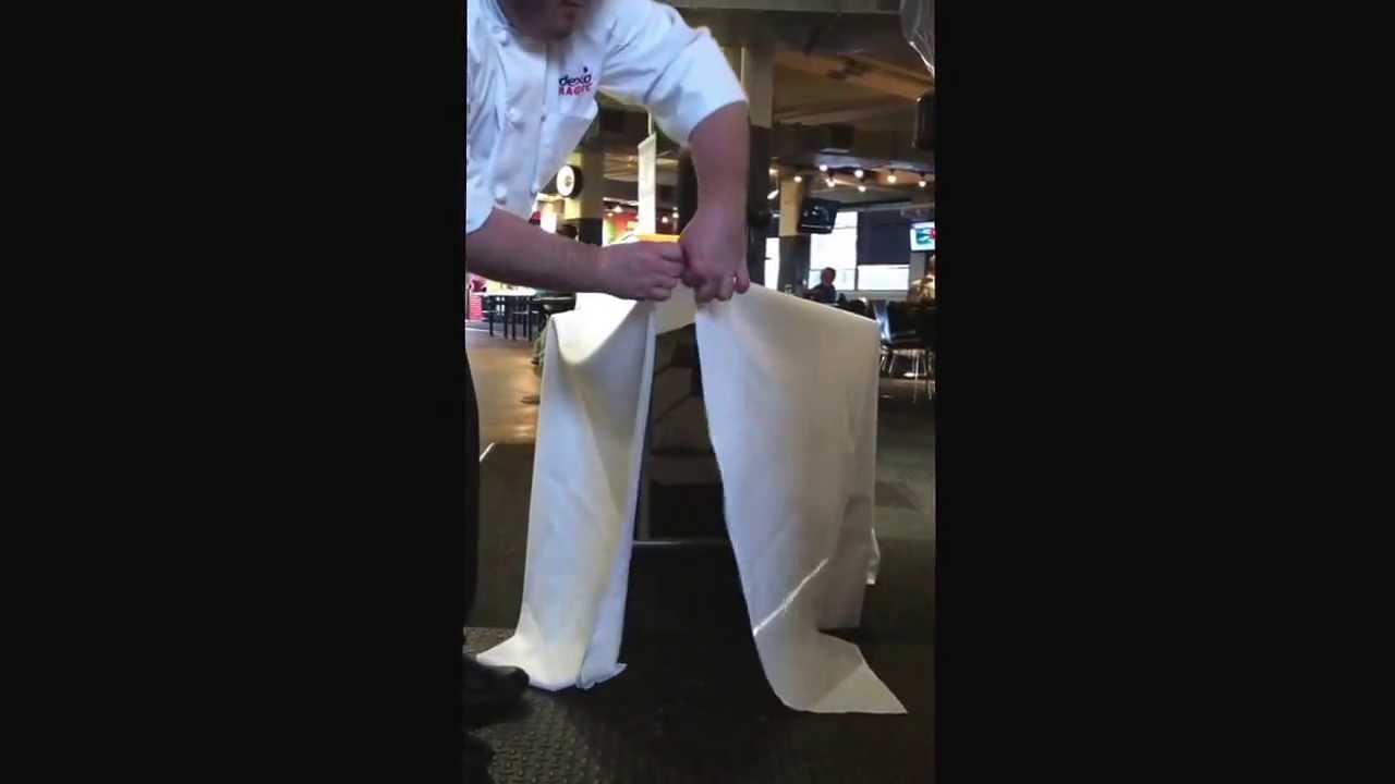 How to drape tie a banquet table - YouTube