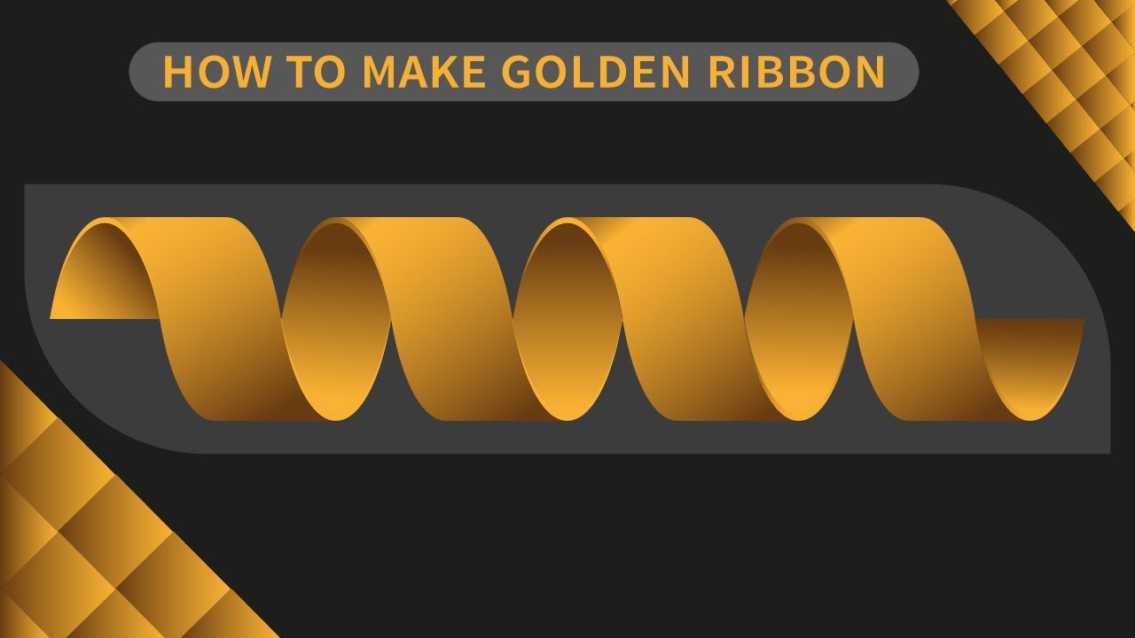 How to Design Golden Ribbon in Adobe Illustrator Tutorial - YouTube