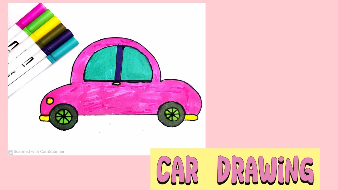 Car drawing by kid || How to draw a car for beginner and kidz - YouTube