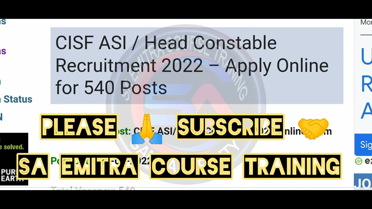 CISF Head Constable ASI Recruitment 2022 | Full Notification CISF 2022 ...