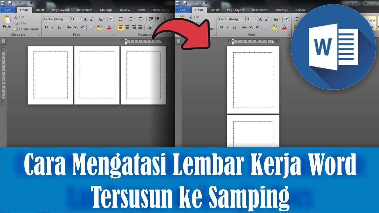 Cara Mengatasi Lembar Kerja Word Tersusun ke Samping - YouTube
