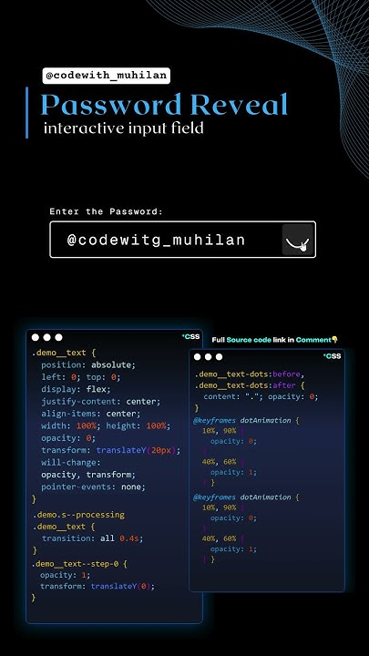 Animated Password Reveal Codewith Muhilan Css Coding Youtube