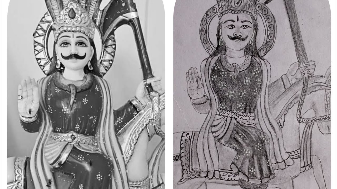 जाहरवीर गोगा जी का sketch कैसे बनाएं//easy to easy trick//step by step ...