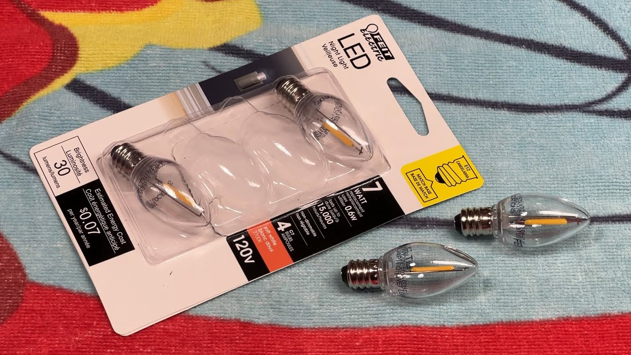 FEIT C7 0.6watt Filament LED Night Light Bulbs - YouTube