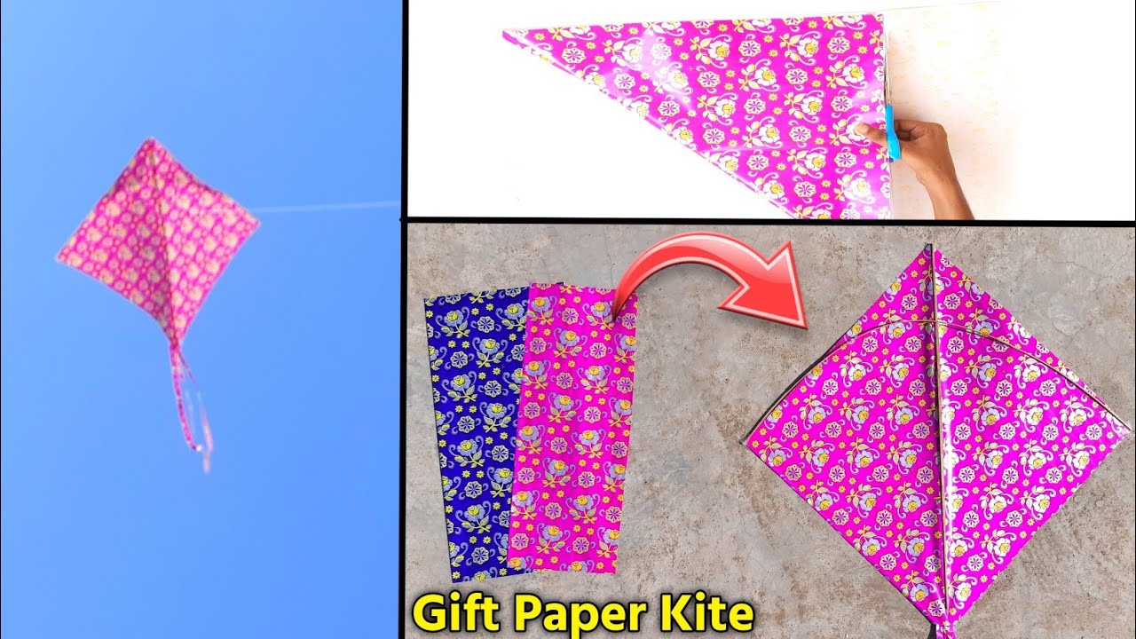 how to make kite , how to make kite from gift paper , flying kite ...