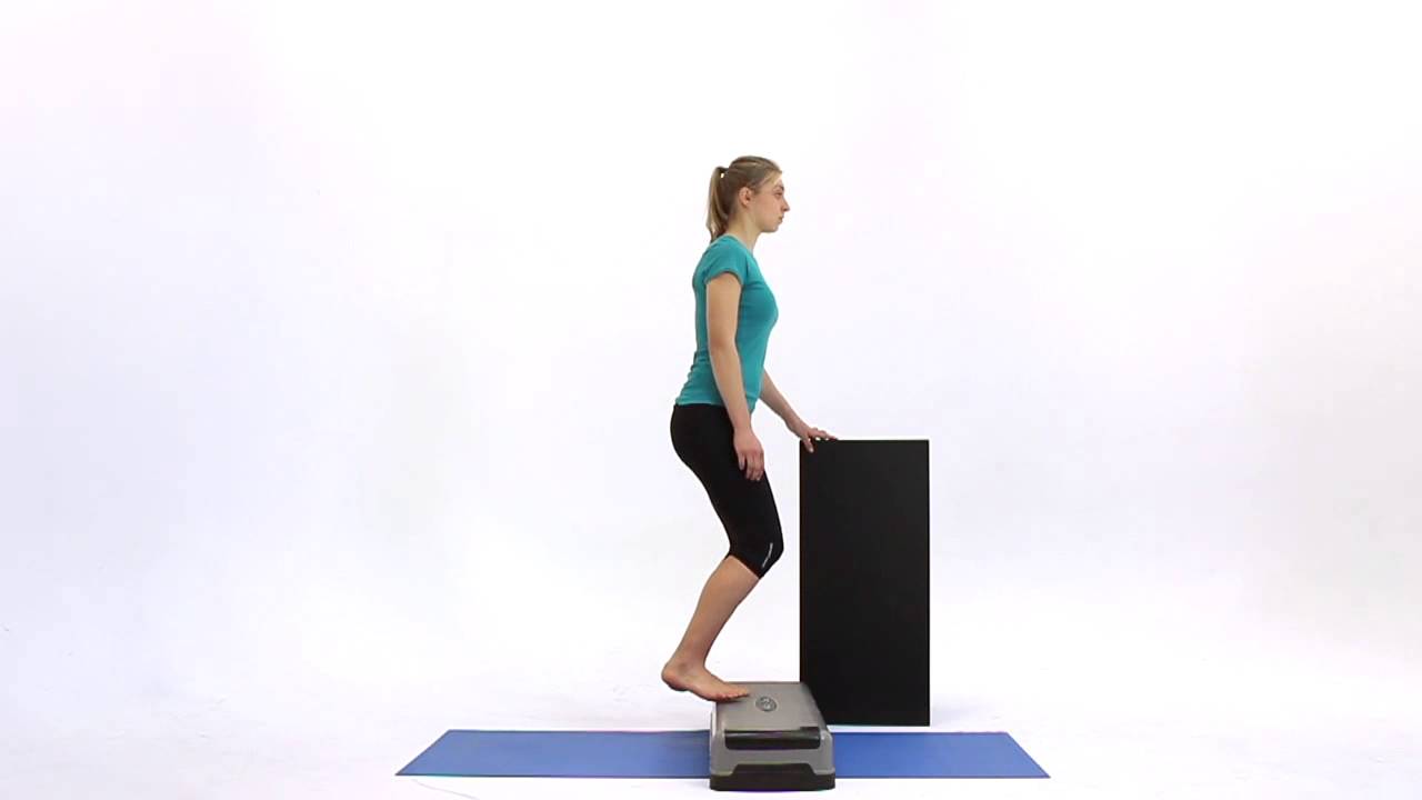 Standing Eccentric Heel Drops With Bent Leg Wall (10 Reps) - YouTube