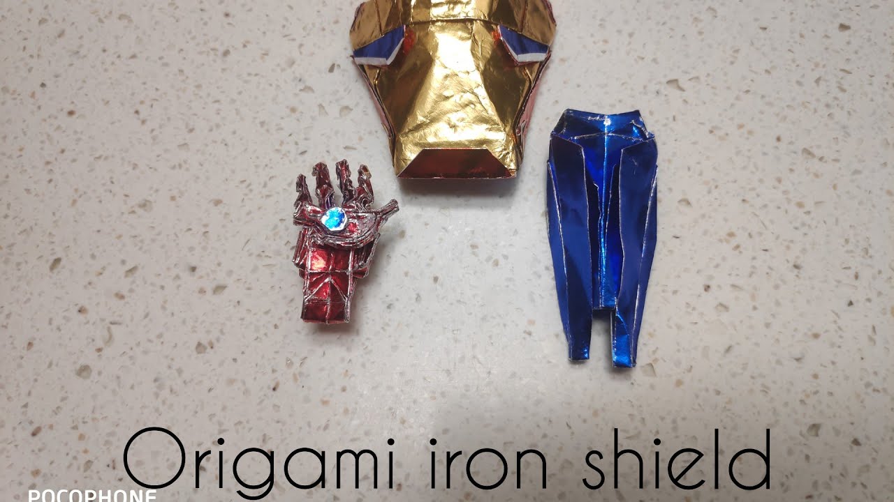 origami iron shield/종이로 아이언 쉴드 접기(MIN origami original) - YouTube
