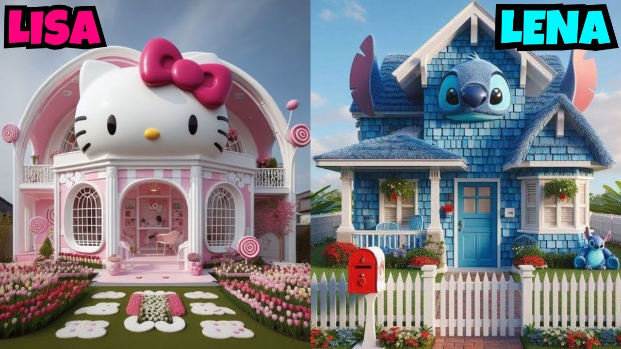 Lisa or Lena 💖 Hello Kitty vs Stitch 🎀💙 Houses, Bedroom etc..#lisa # ...