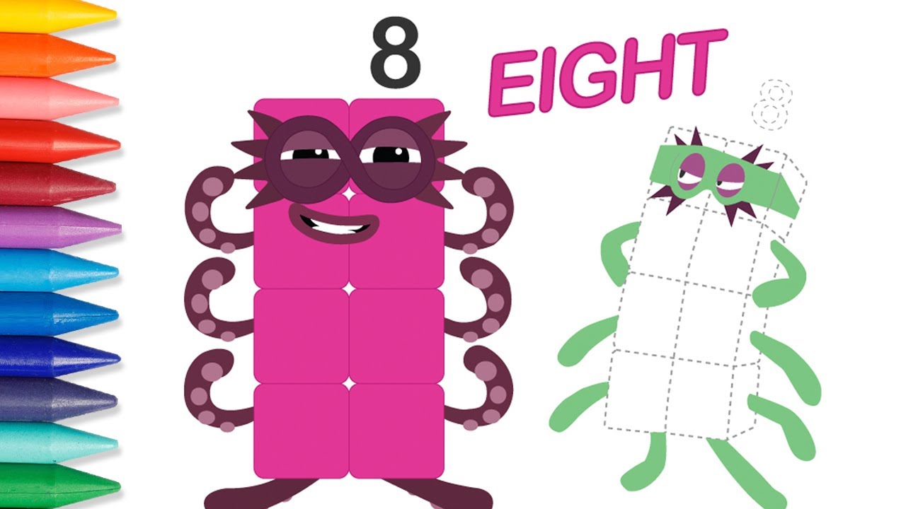 Numberblocks 8 L How To Draw And Color Numberblocks Learn To Count 따라 그리고 색칠하기 Youtube