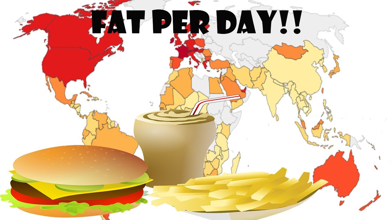 Must See Map of Fat Per Day Around the World!! - YouTube