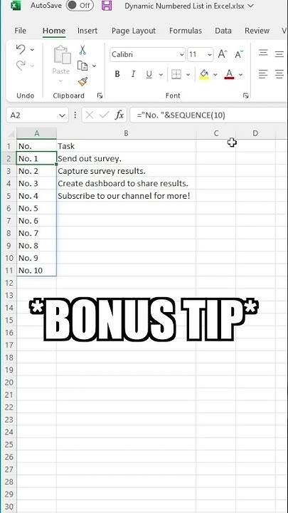 How To Create A Dynamic Numbered List In Excel Shorts Youtube