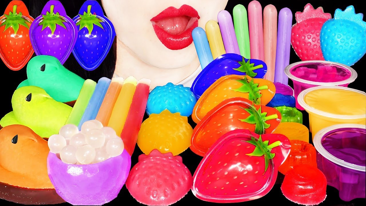 RAINBOW DESSERTS ASMR 호기심 많은 무지개 디저트 NIK-L-NIP FRUIT JELLY NOODLES 레인보우 ...