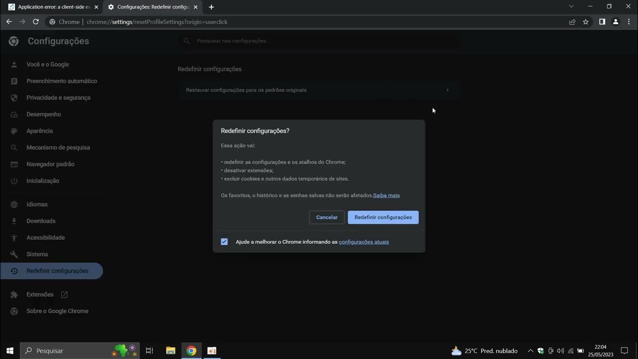 erro de aplicativo: ocorreu uma exceção do lado do cliente - YouTube