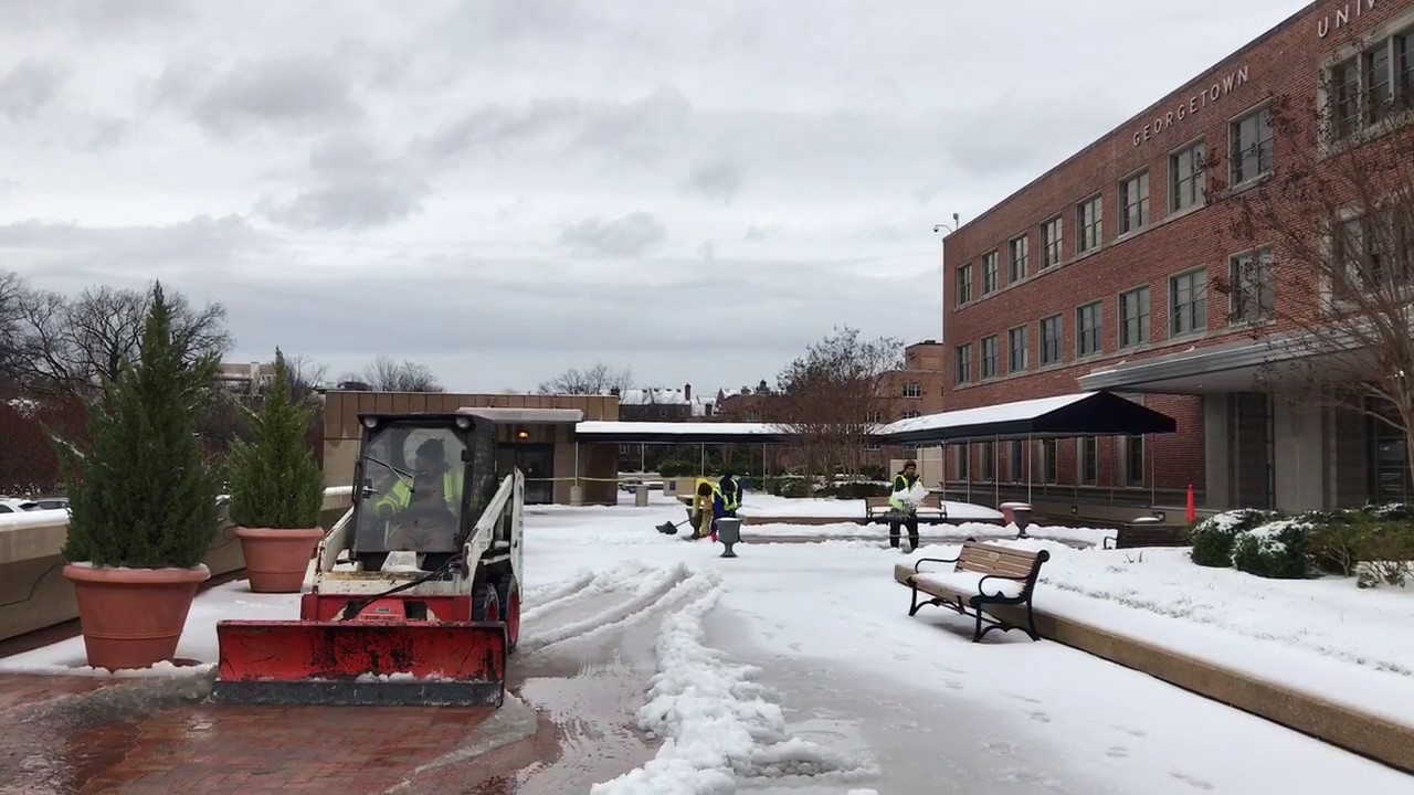 Hospital Work Crews Clear Ice and Snow after Winter Storm Stella - YouTube