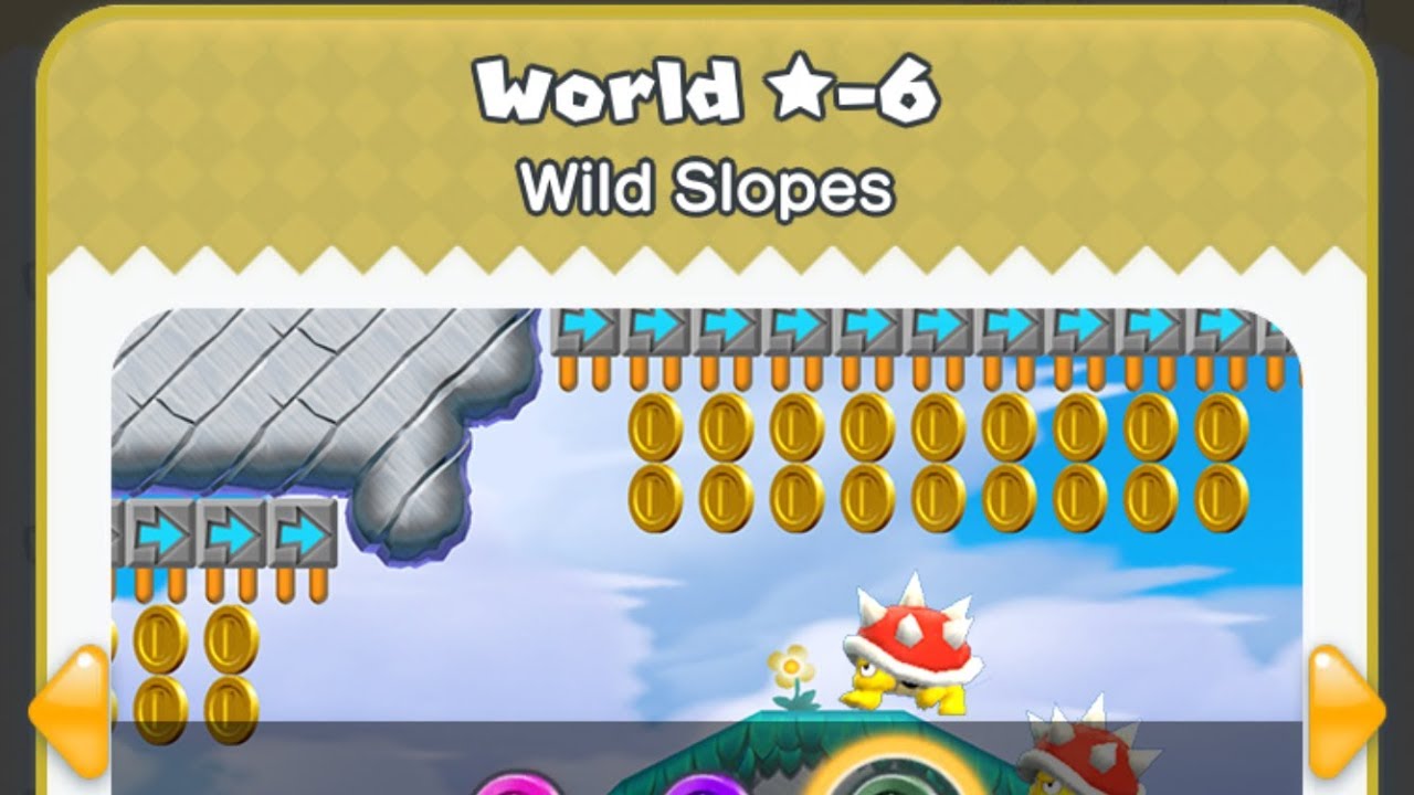 Super Mario Run - ★-6: Wild Slopes All Star Coins - YouTube