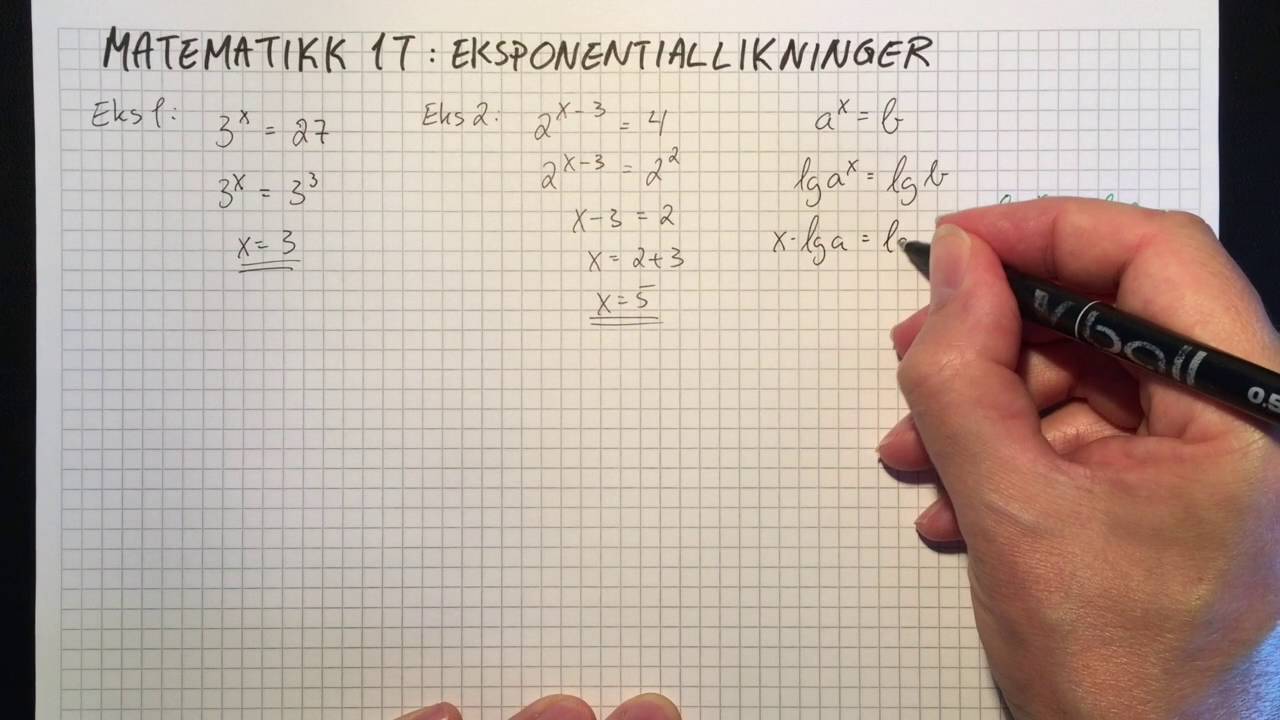 Matematikk 1T: Eksponentiallikninger - YouTube