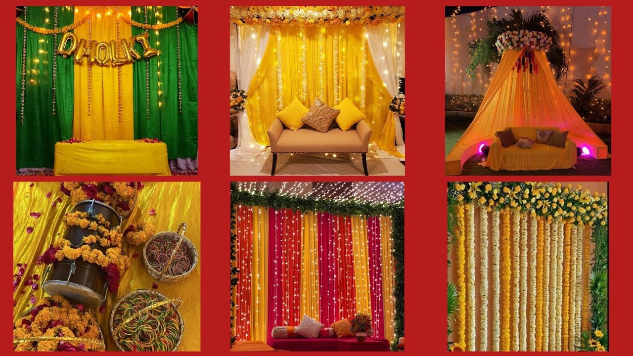 Mehndi / Dholki Decorations At Home.. - YouTube