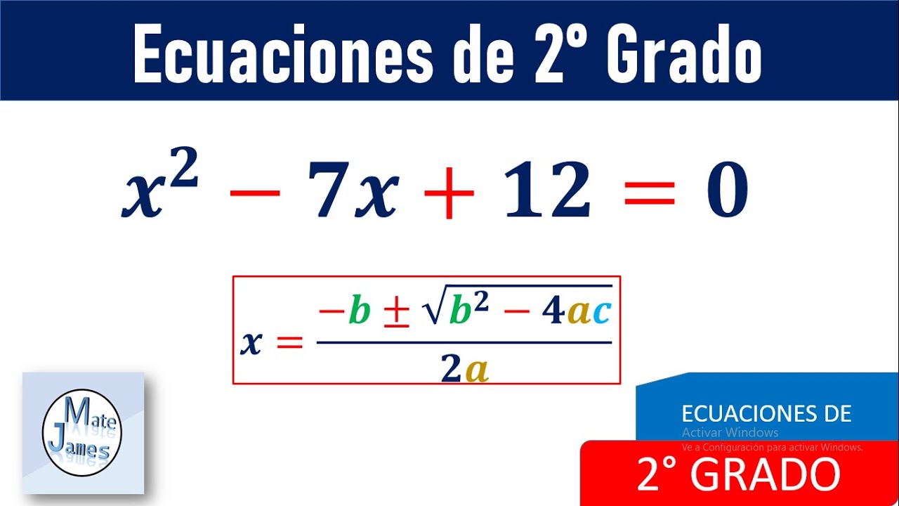 ECUACIONES DE SEGUNDO GRADO POR FORMULA GENERAL - YouTube