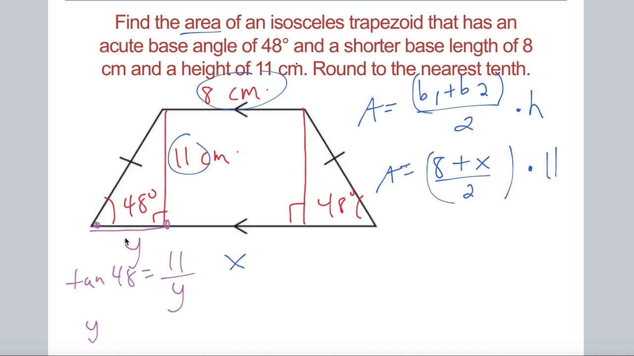 Area of an Isosceles Trapezoid Trig Needed - YouTube