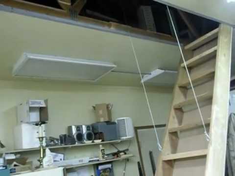 Auto Stairs Retractable Attic Loft Stairs In Garage Shop Diy
