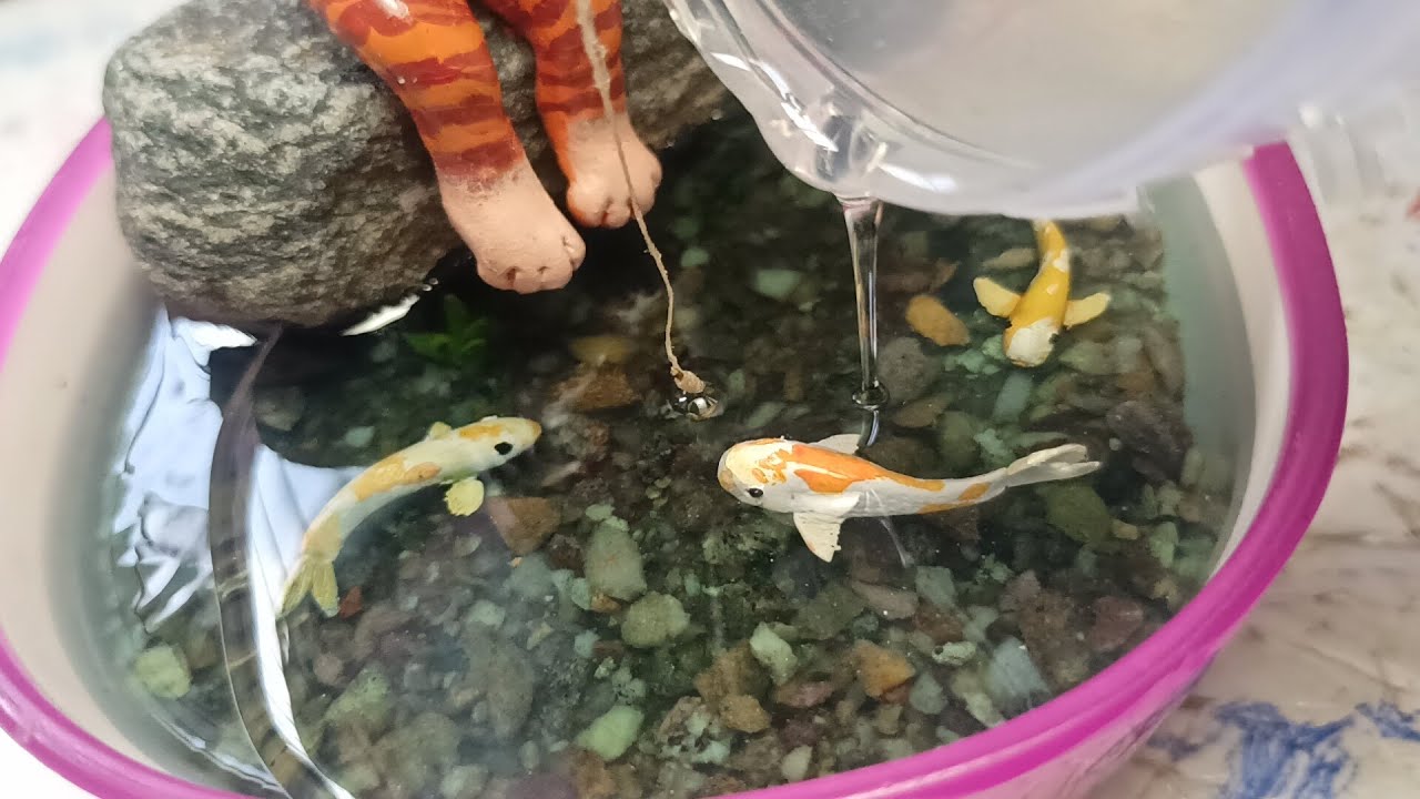 Polymer Clay Art: Sculpting a Cat Fishing in a Coy Pond - YouTube