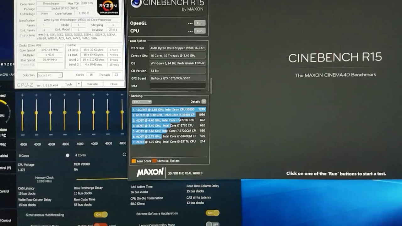 Teste AMD Threadripper 1950x no Cinebench - YouTube