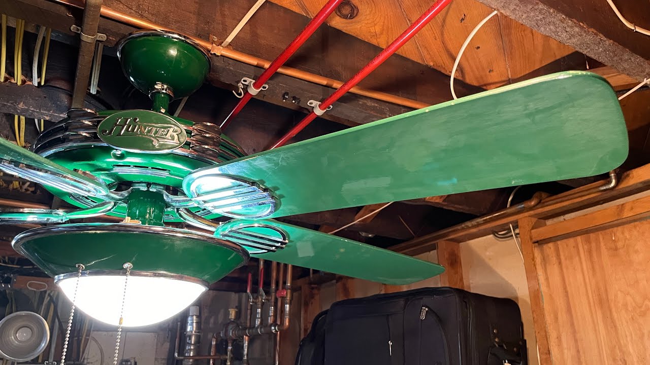 Green 1930s hunter original ceiling fan - YouTube