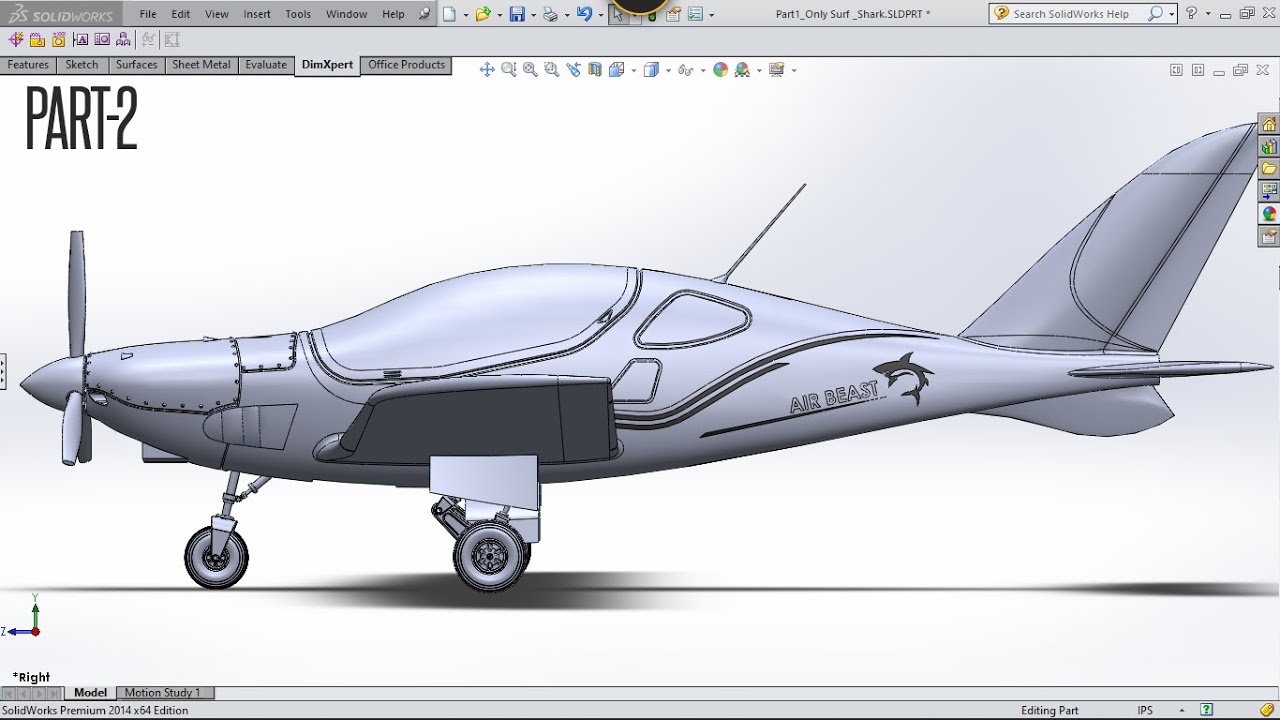 Solidworks Advance Surface Modeling | Shark Airplane | How to Design ...
