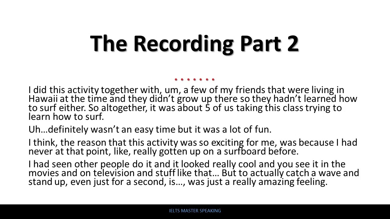 IELTS Speaking Part 2 Practice - A New or Exciting Thing - YouTube