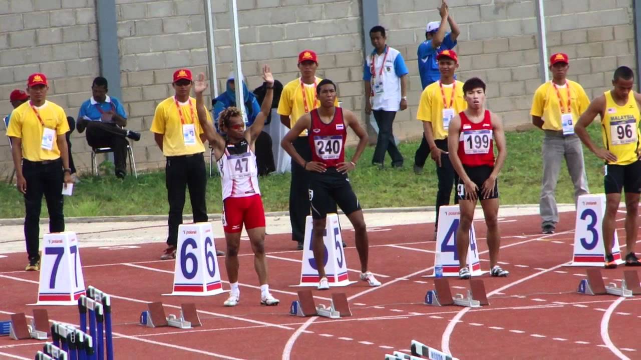 Gary Yeo, 100m men Heat #2 Round #1 (LONGER VERSION) - SEA Games 2011 ...