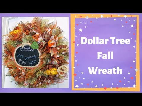 How to make a fall deco mesh wreath with all dollar tree items - YouTube