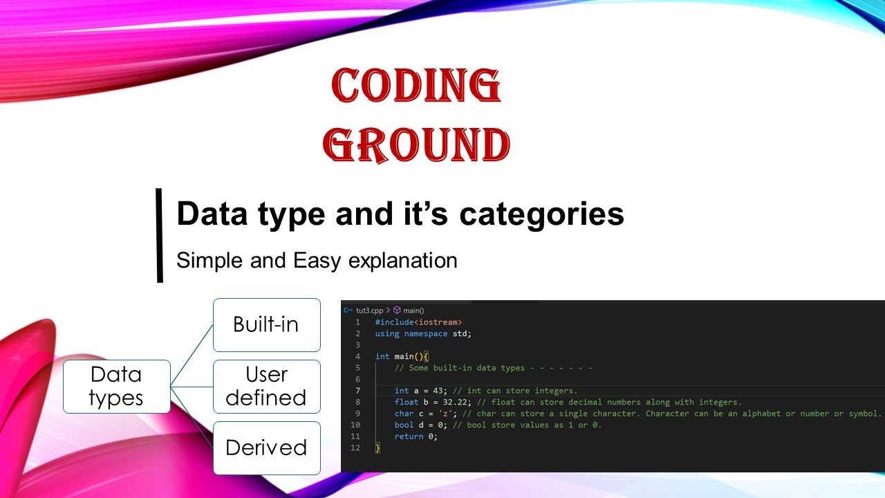 Data types and it's categories | C++ for beginners. - YouTube