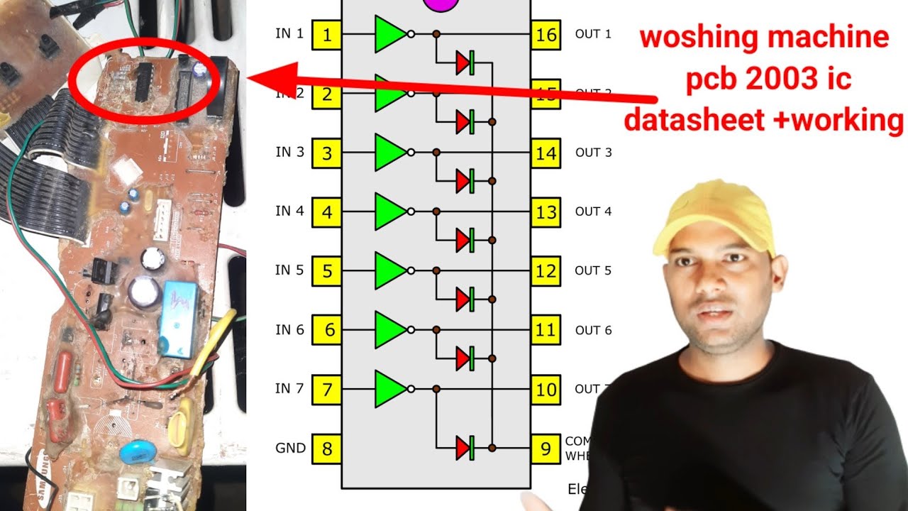 fully automatic washing machine pcb ULN2003Apg ic datasheet - YouTube