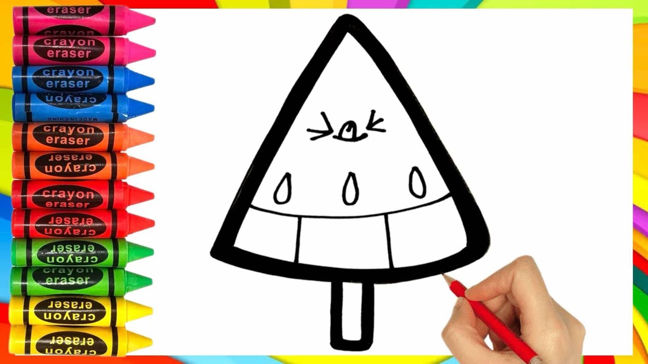 How to draw a watermelon ice cream for kids || Drawing for children ...