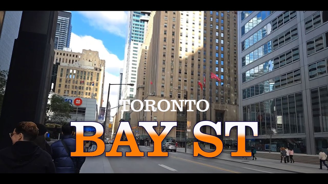Toronto walk along Bay Street the centre of the Financial District ...