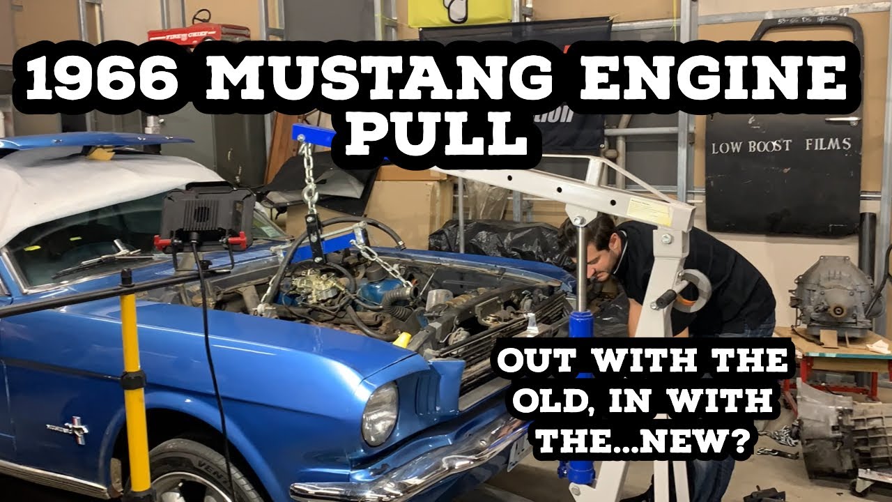 1966 MUSTANG ENGINE PULL: V8 incoming! 66 Mustang V8 swap part 10 - YouTube