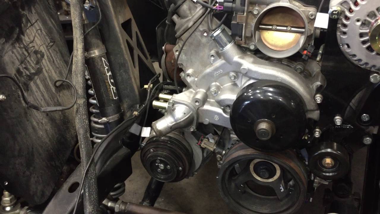 LS in a TJ/LJ, front pulley setup. LS3, L99 Camaro engine - YouTube