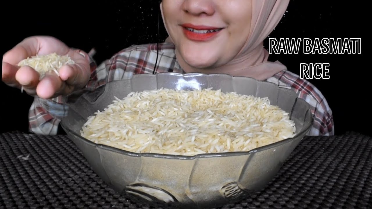 ASMR RAW RICE EATING || RAW BASMATI RICE || BERAS BASMATI DAWAAT ...