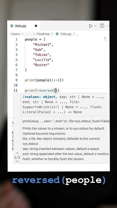 Reversing Python Lists #shorts - YouTube