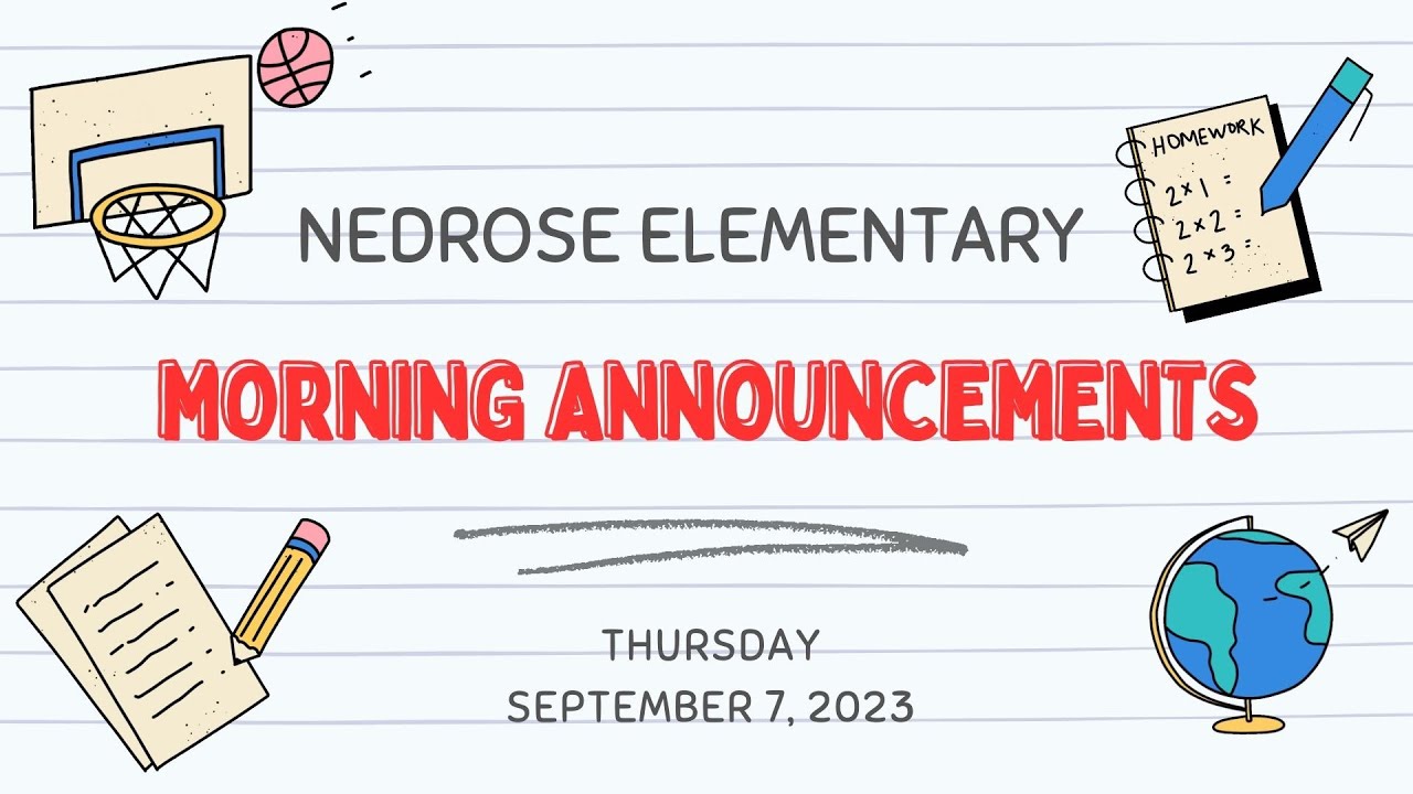 NES Morning Announcements 9/7/23 - YouTube
