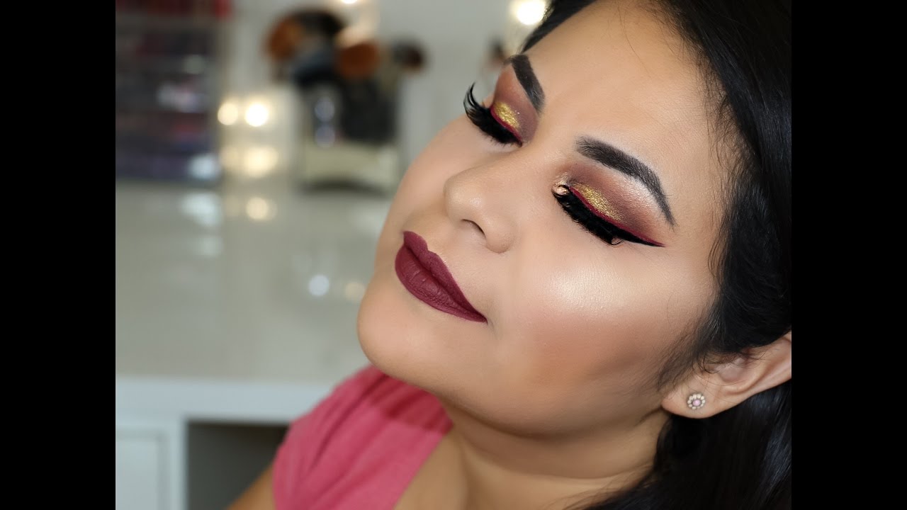CRANBERRY & GOLD FALL 2016 MAKEUP TUTORIAL WITH DOBLE WINGED LINER - YouTube