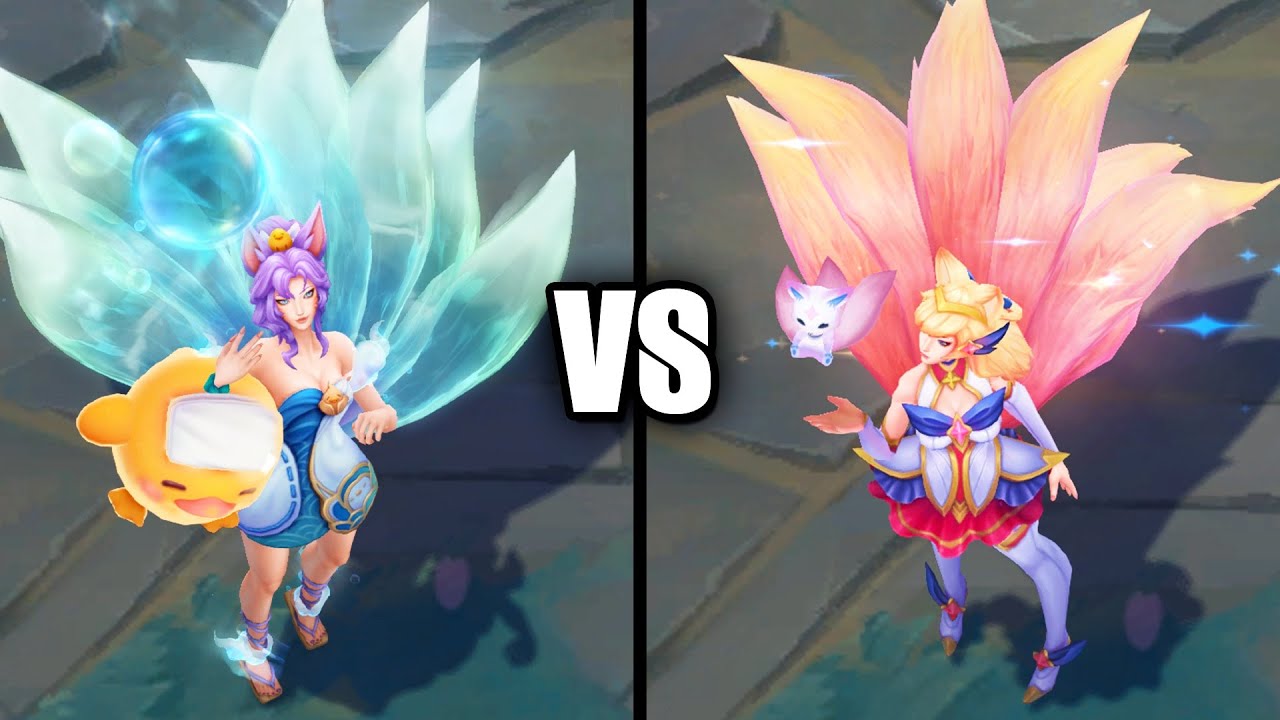 Spirit Blossom Springs Ahri vs Star Guardian Ahri Skins Comparison ...