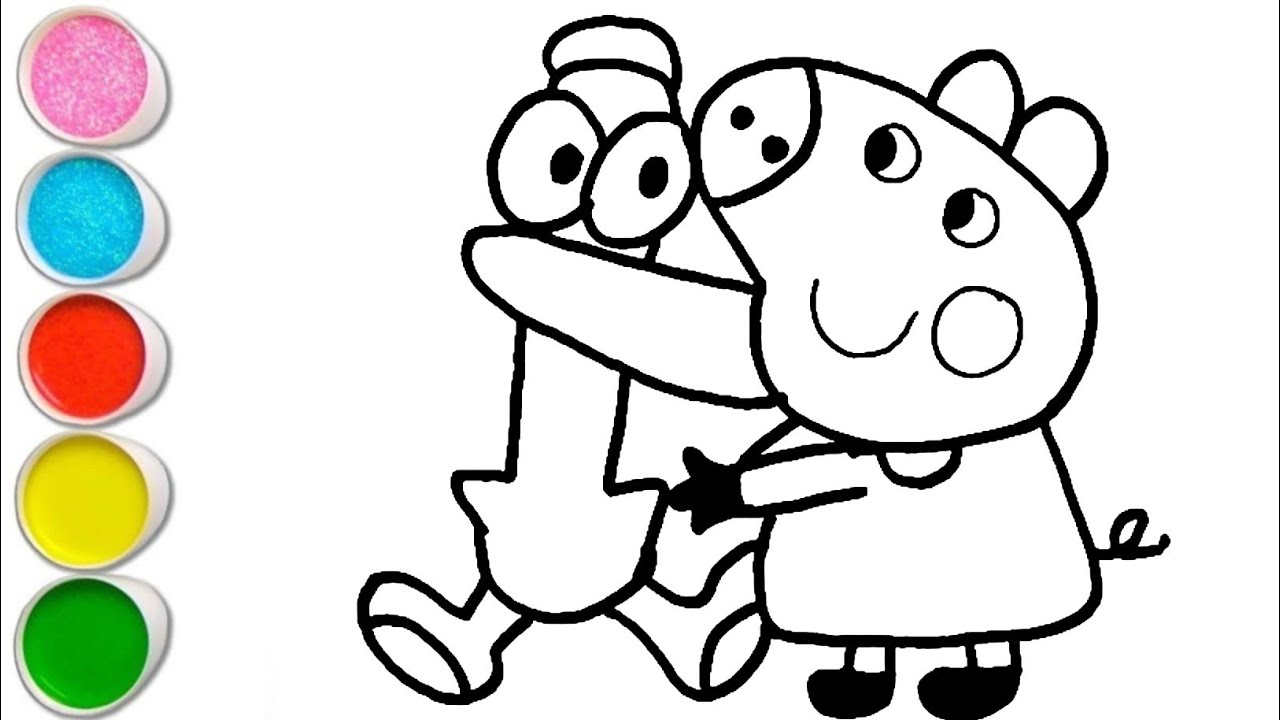 Cute Pippa Pig With Pato Drawing, Painting and Coloring For Kids and ...