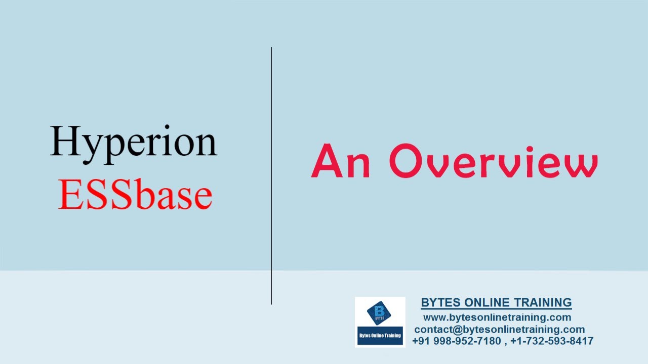 Introduction to Hyperion ESSbase | Demo of ESSbase | Bytes Online ...