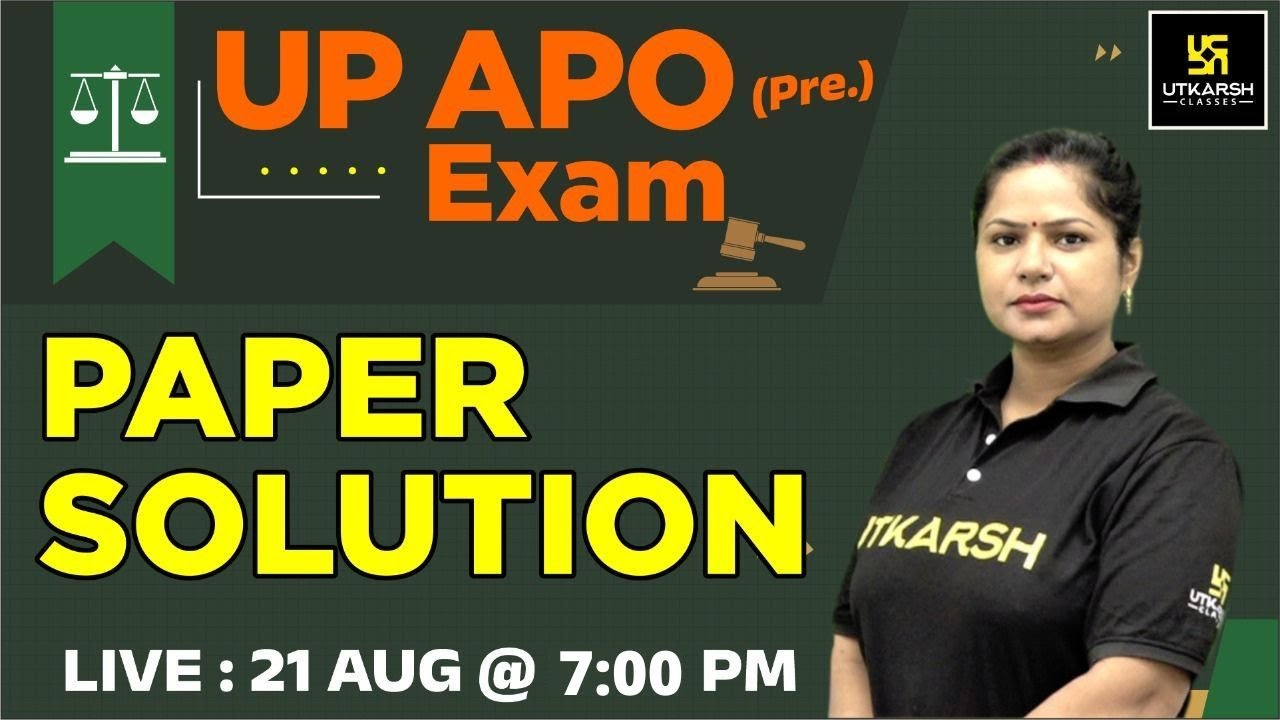 UP APO (Pre.) Exam | Complete Paper Solution | By Sarika Ma'am - YouTube