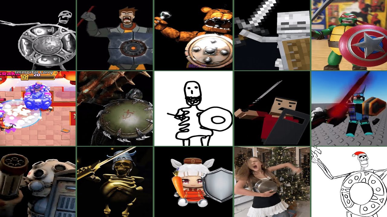 Skeleton Shield Meme All Variants - YouTube